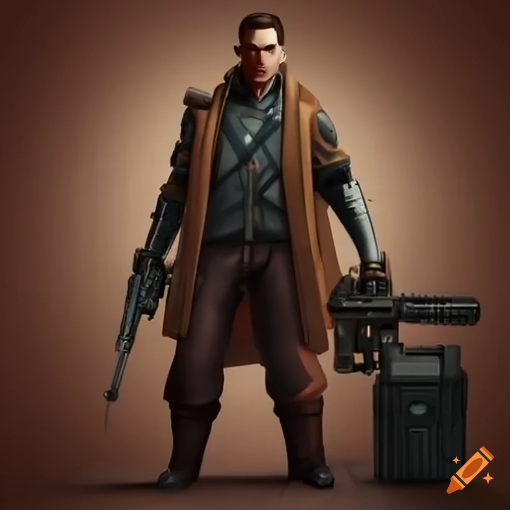 Image of a handsome male human droid technician smuggler on Craiyon