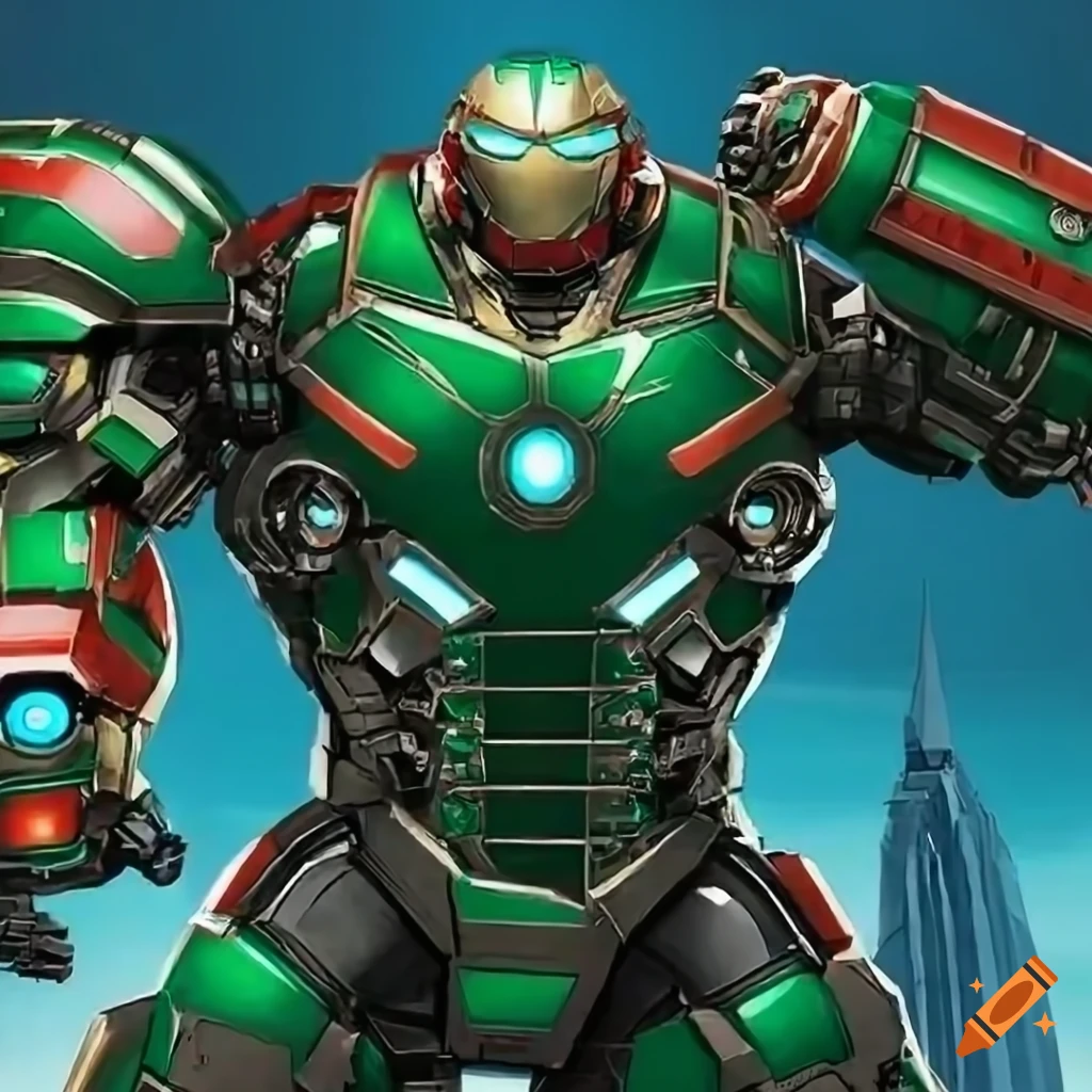 Giant Franklin the turtle cyborg wearing futuristic emerald armor on ...