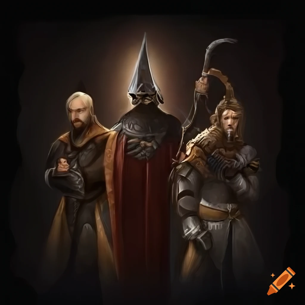 Diverse group of fantasy characters looking at a castle on Craiyon