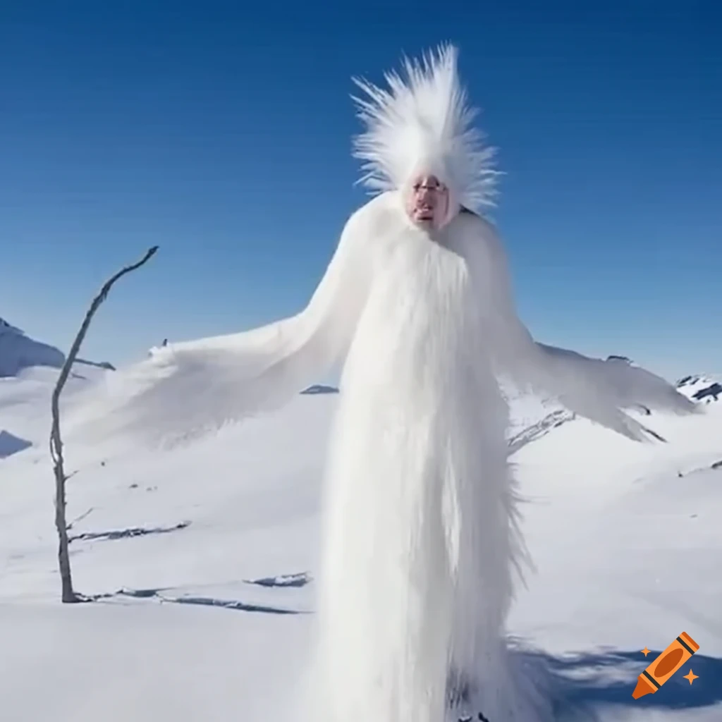 Image of a majestic white creature on a snowy mountain on Craiyon