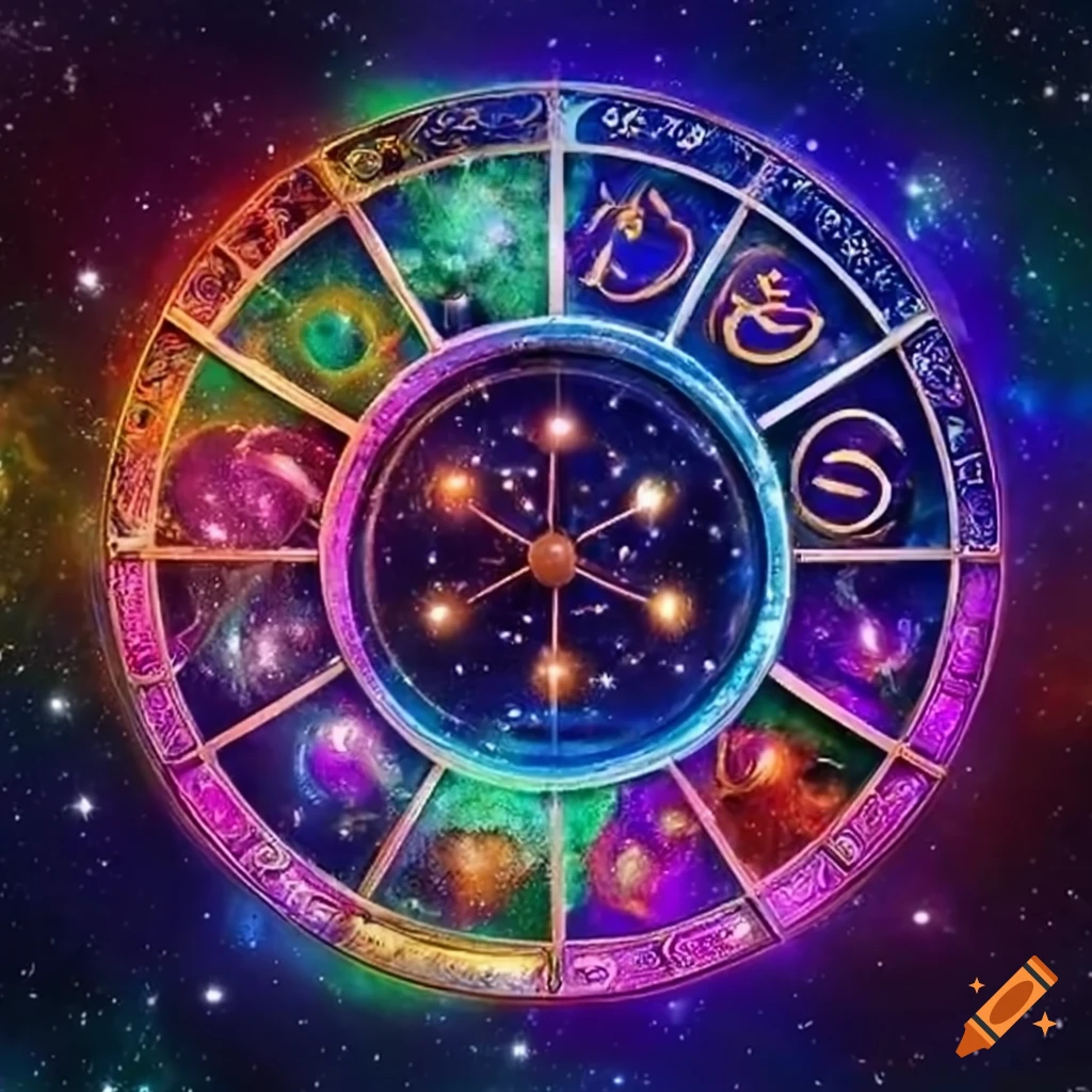 Cosmic themed Zodiac Wheel On Craiyon