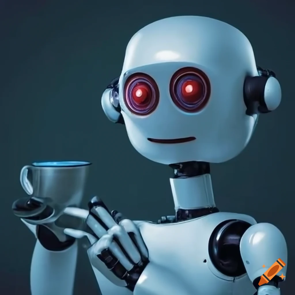 Robot drinking coffee in the morning on Craiyon