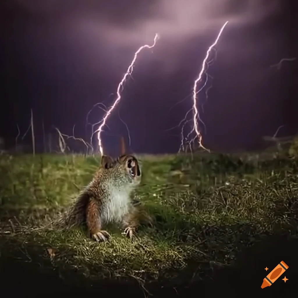 Squirrel struck by lightning in a storm