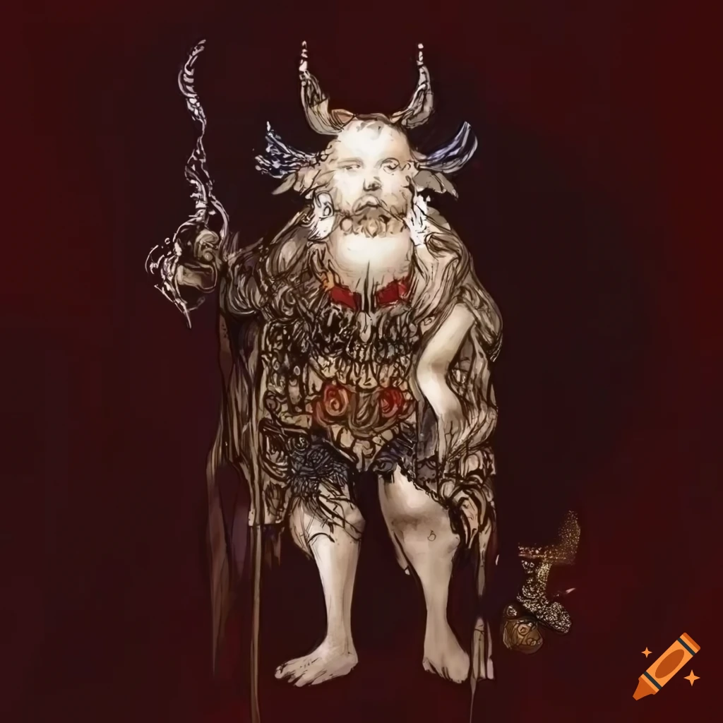 Portrait of gnome god of stone in Yoshitaka Amano style on Craiyon