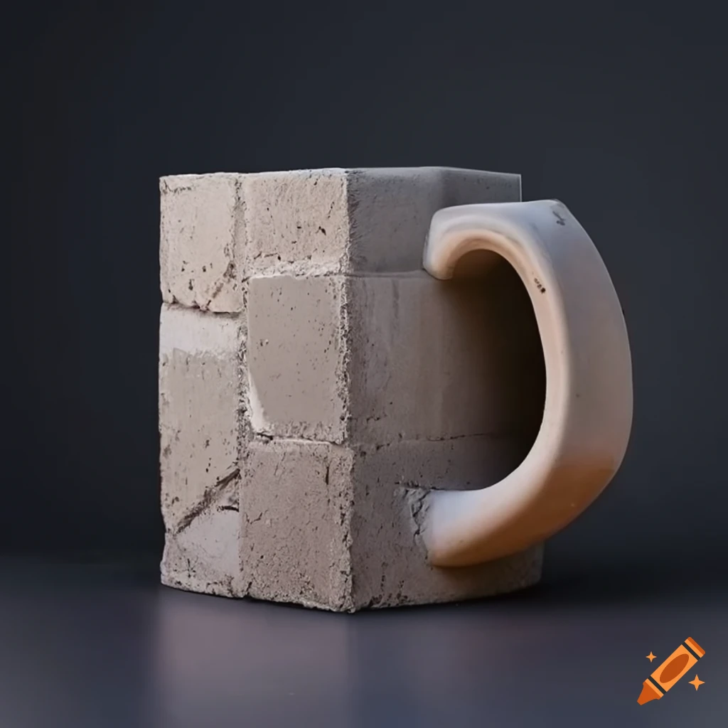 Sculpture of a large concrete mug on Craiyon