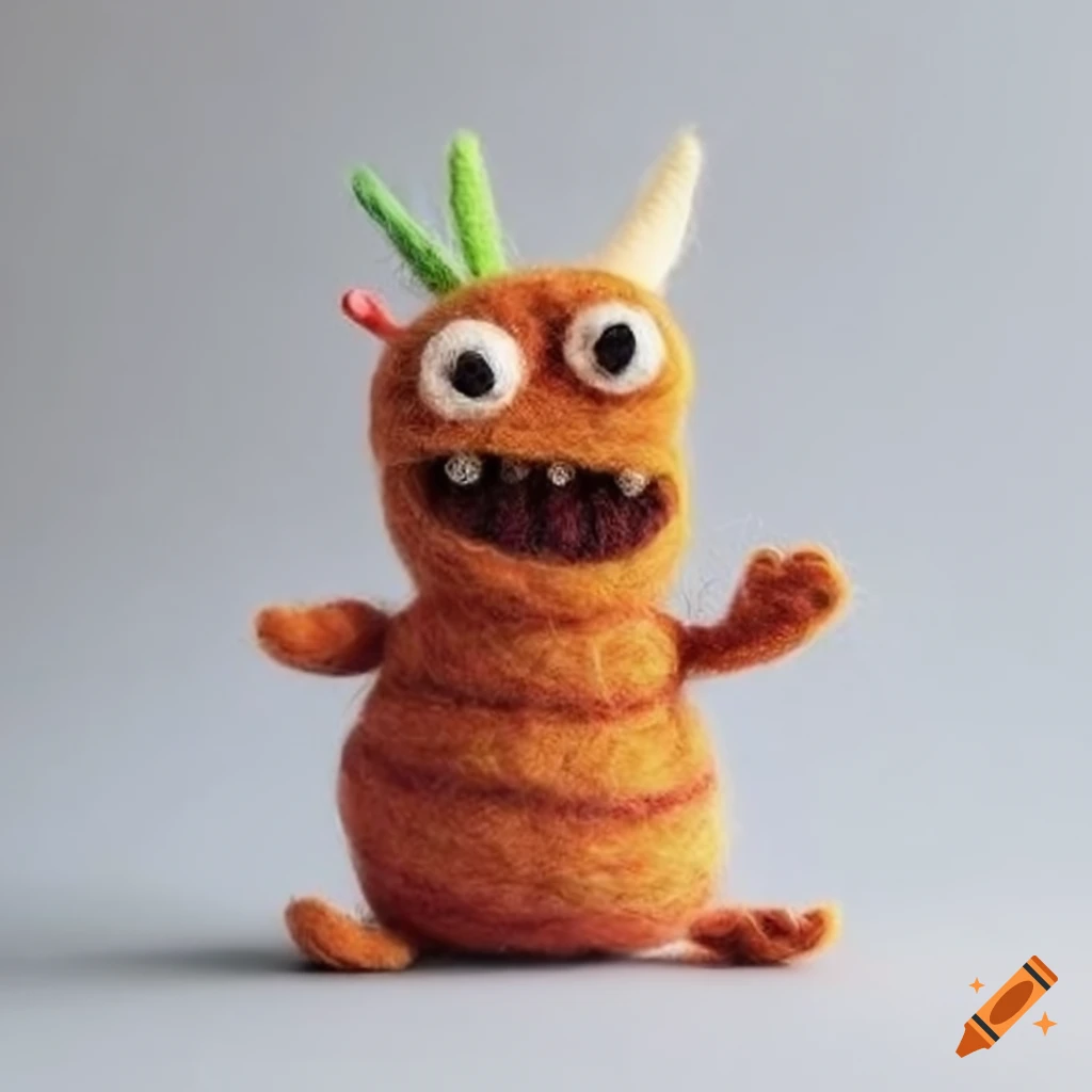 Cute felted wool mucko monster