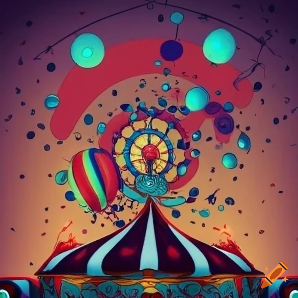 Trippy circus scene on Craiyon