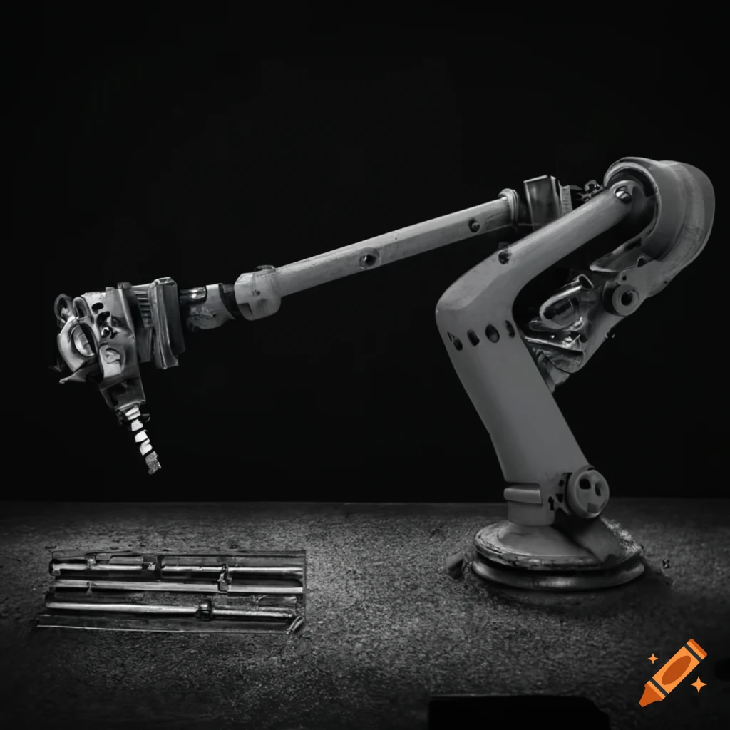 Robotic arm collecting iron bars on Craiyon