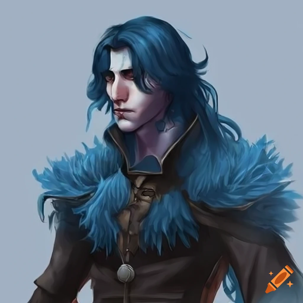 Digital art of a male soldier with short dark blue hair on Craiyon