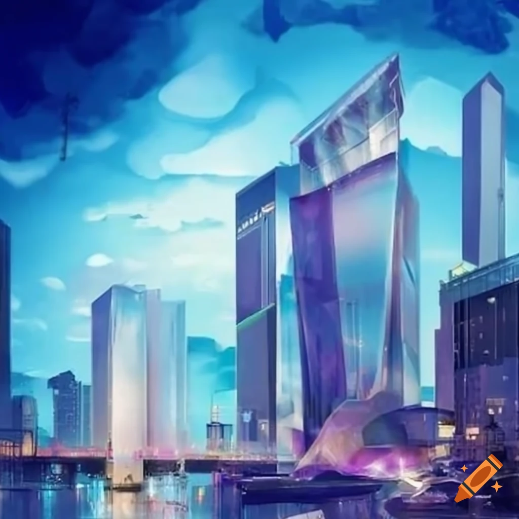 Cityscape of tokyo with crystal-like buildings