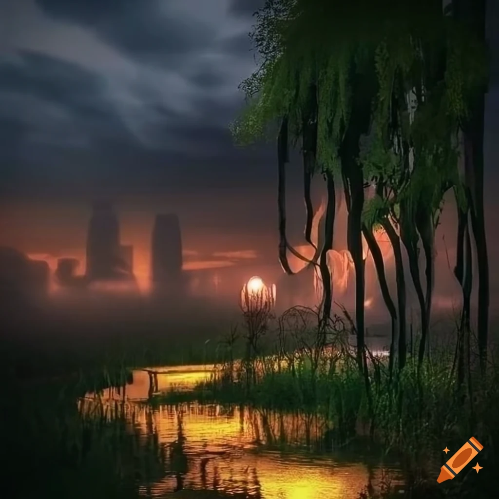 Surrealist urban park with futuristic design elements on Craiyon