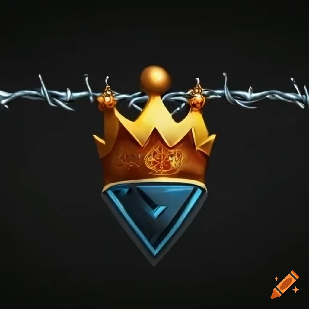 Esports logo with a crown and barbed wire on Craiyon