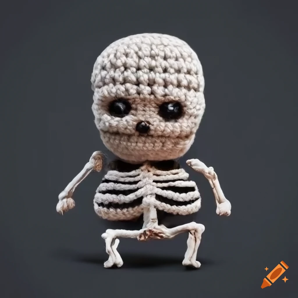 Crochet toy of a chubby skeleton on Craiyon
