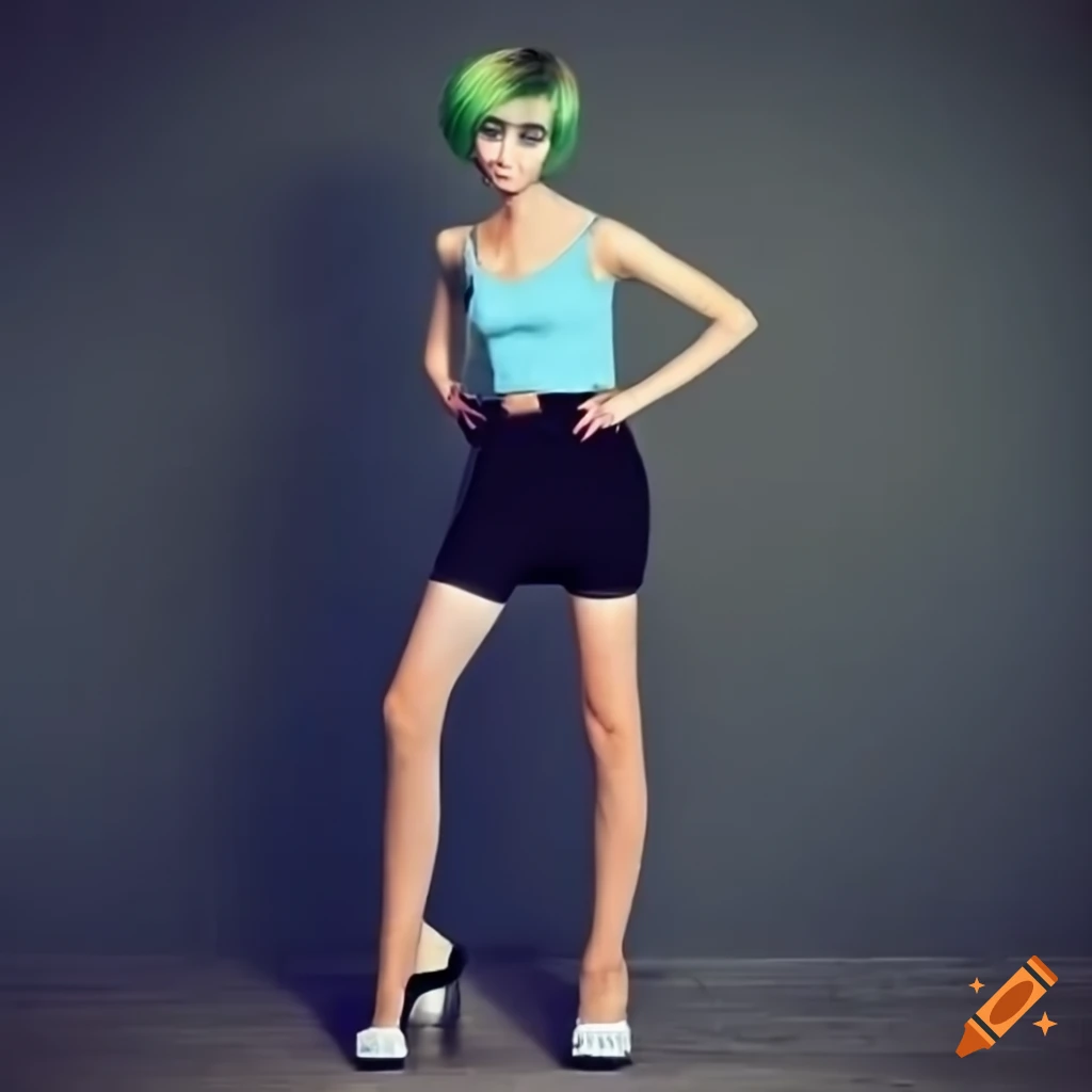 French girl with pixie haircut and stylish outfit on Craiyon