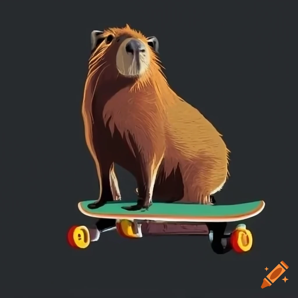 Capybara riding a skateboard on Craiyon