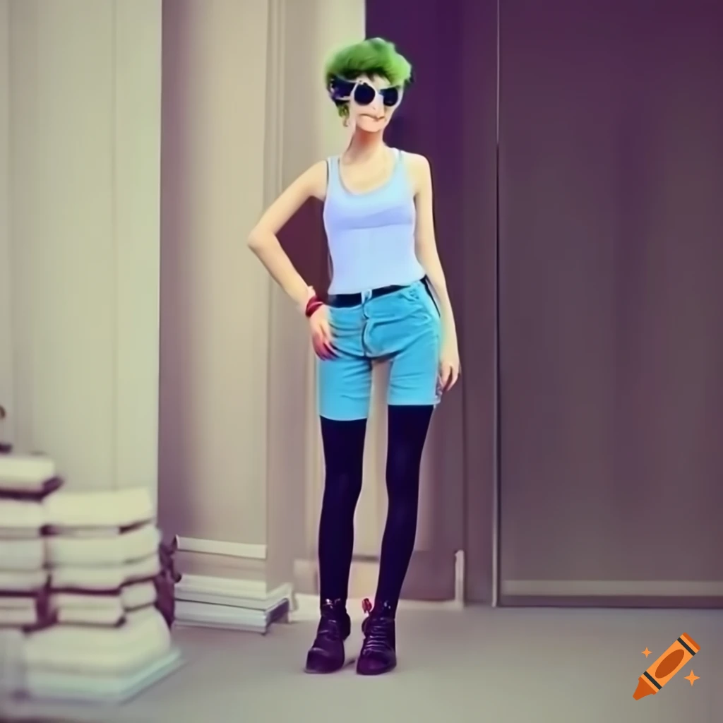 Fashionable french girl with pixie haircut and trendy outfit