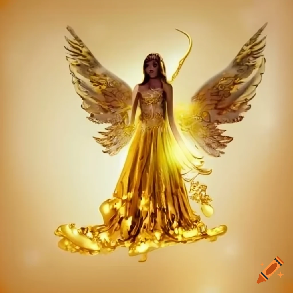 Golden angel in the sky on Craiyon