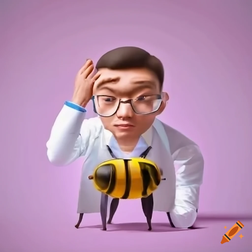 Illustration of a man riding a bee