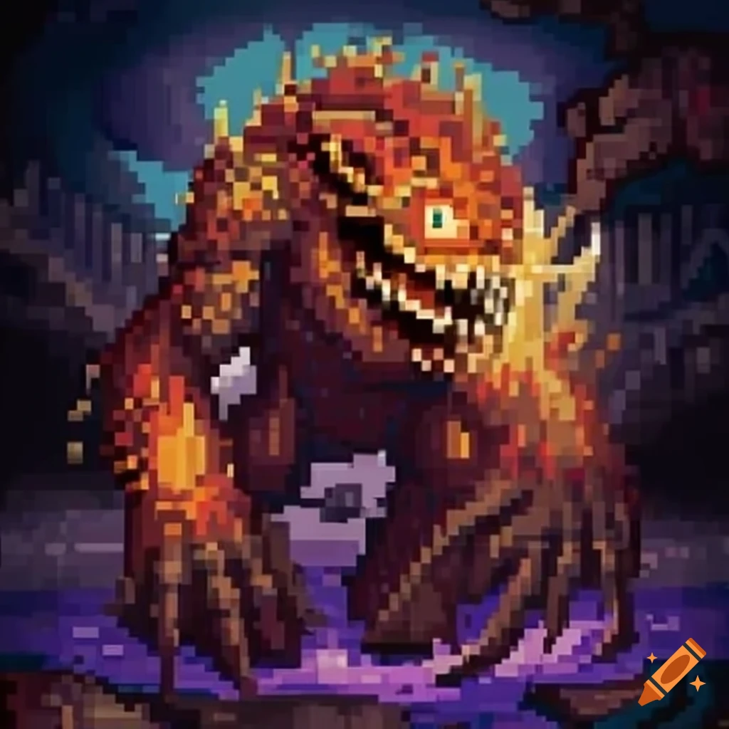 Pixel art monster cards from a fantasy game on Craiyon
