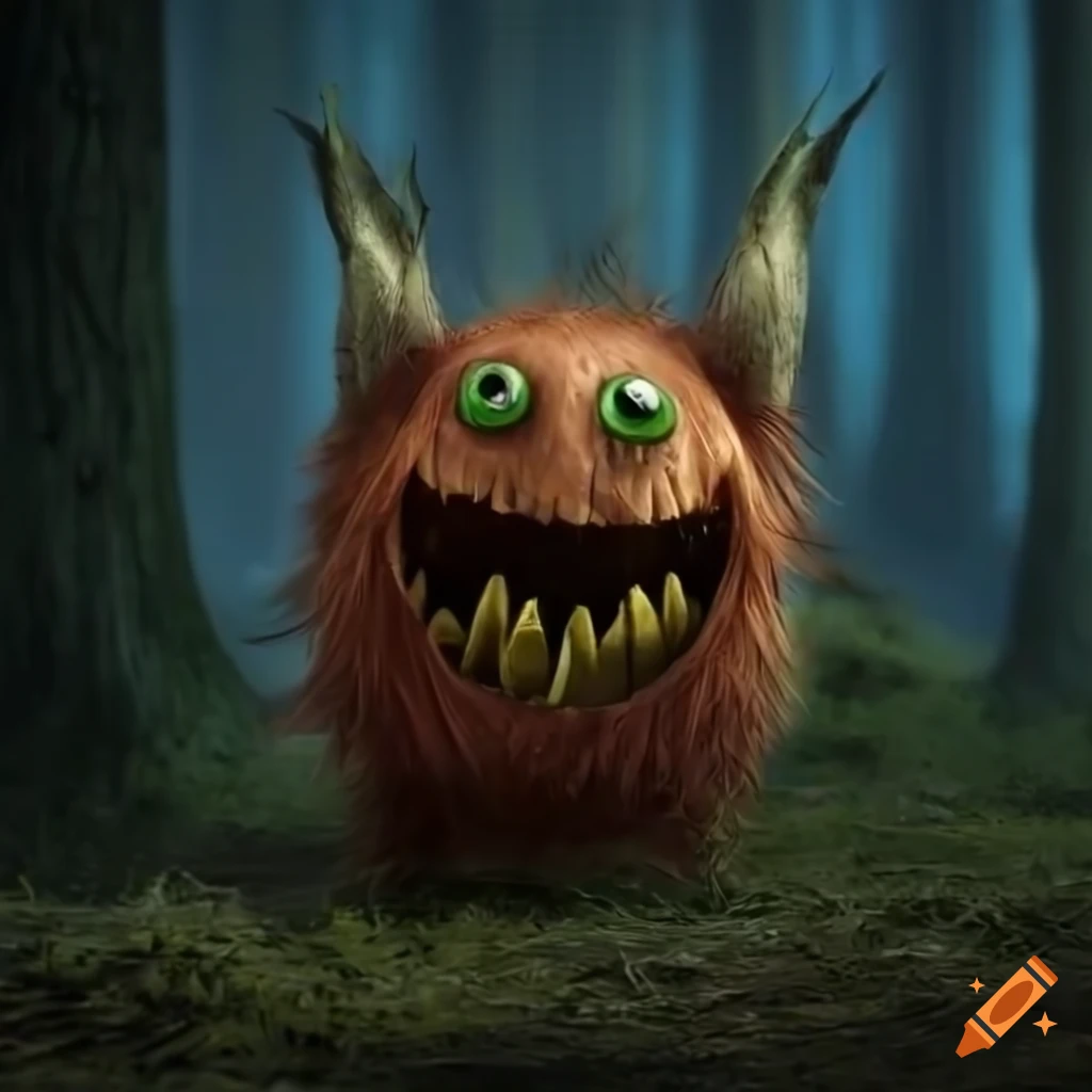 Cute monster with sharp teeth and a big smile on Craiyon