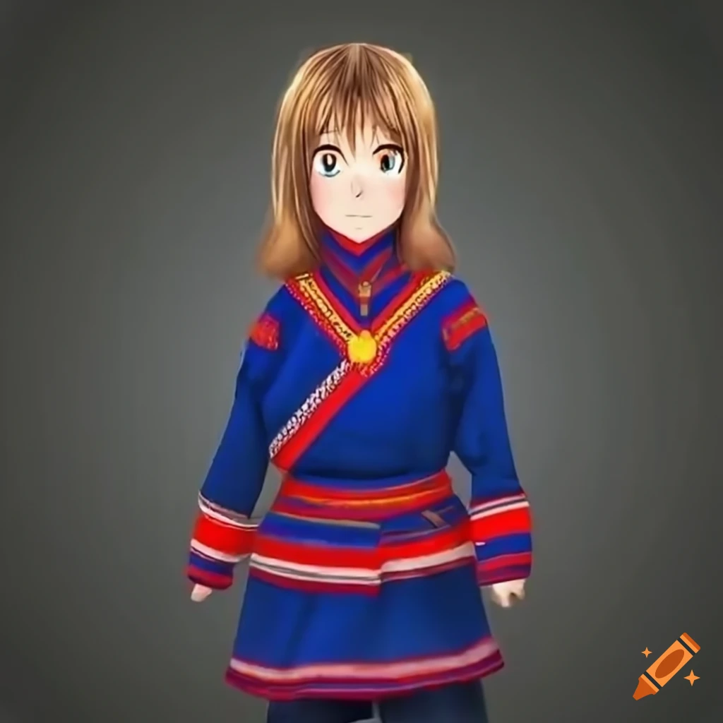 Illustration of sámi character in anime style on Craiyon