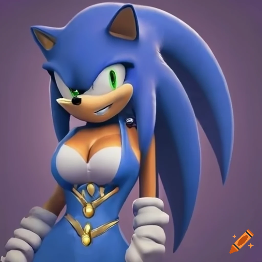 Fan Art Of Female Sonic The Hedgehog In A Royal Blue Dress On Craiyon