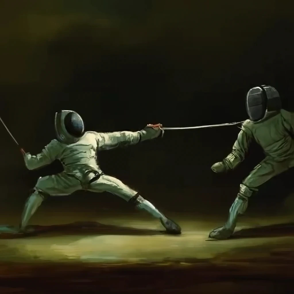 Classic artwork of a fencing duel on Craiyon