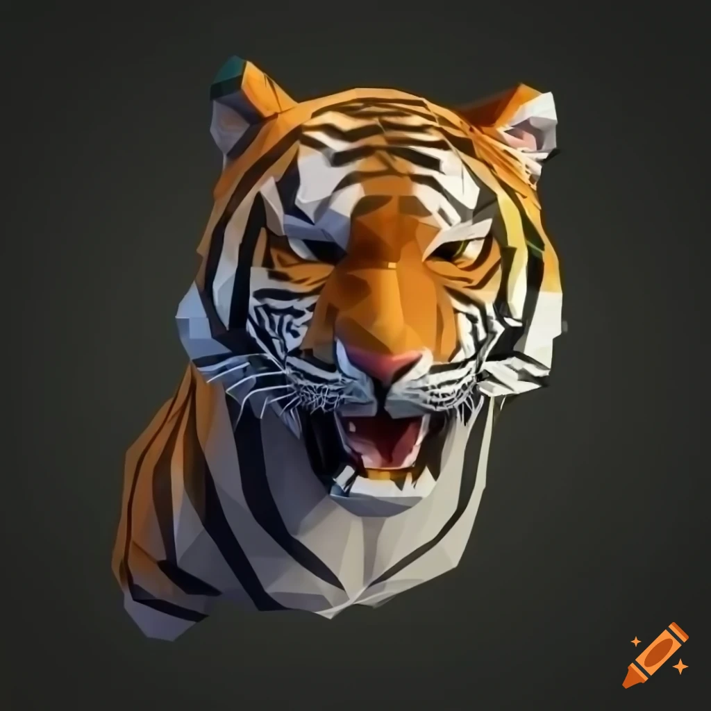 Low poly art of a majestic tiger