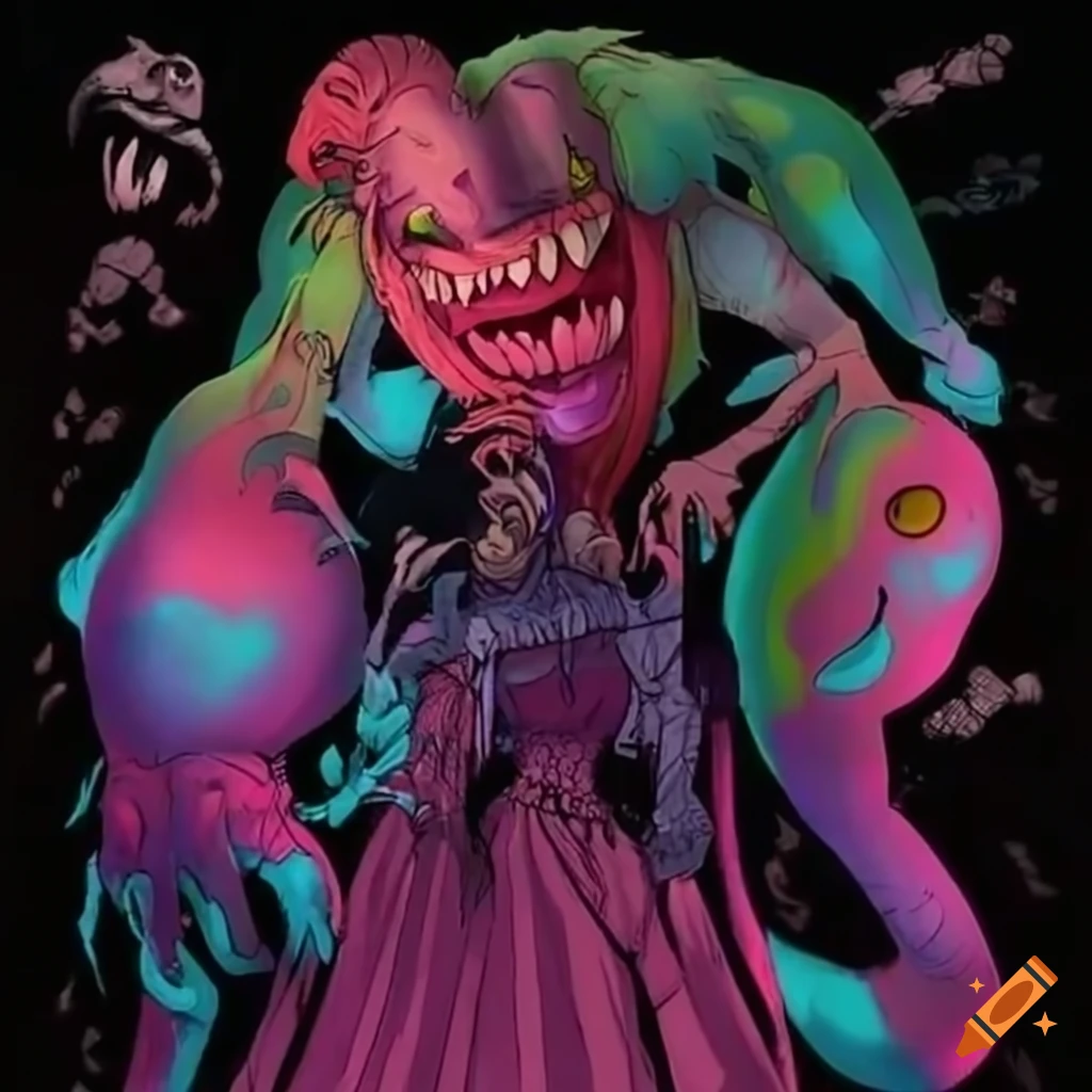 Iconic monsters dancing together in a lively party on Craiyon