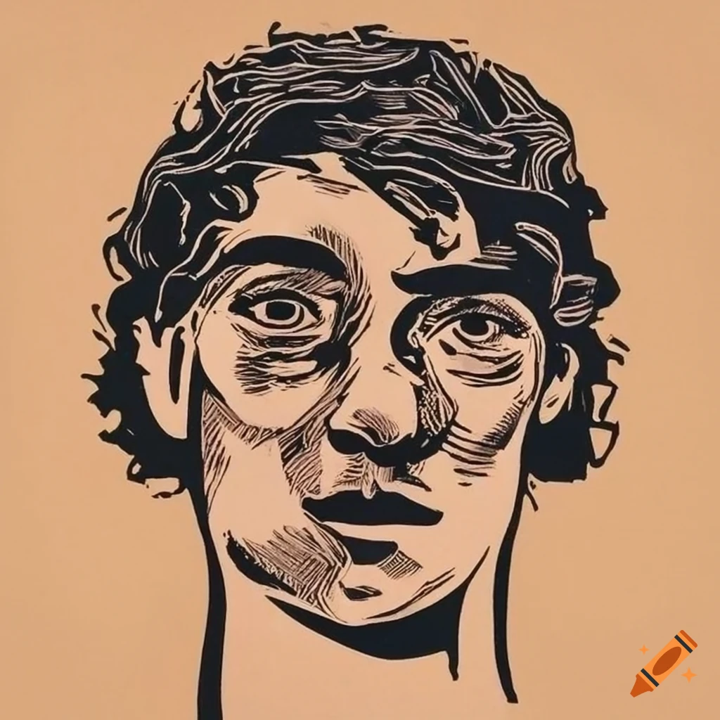 Flat lino print style of people working in sports on Craiyon