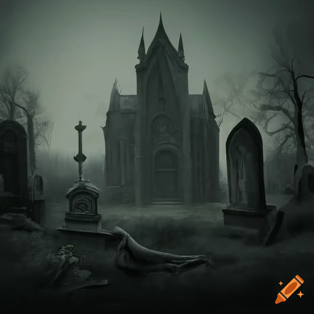 Eerie graveyard scene