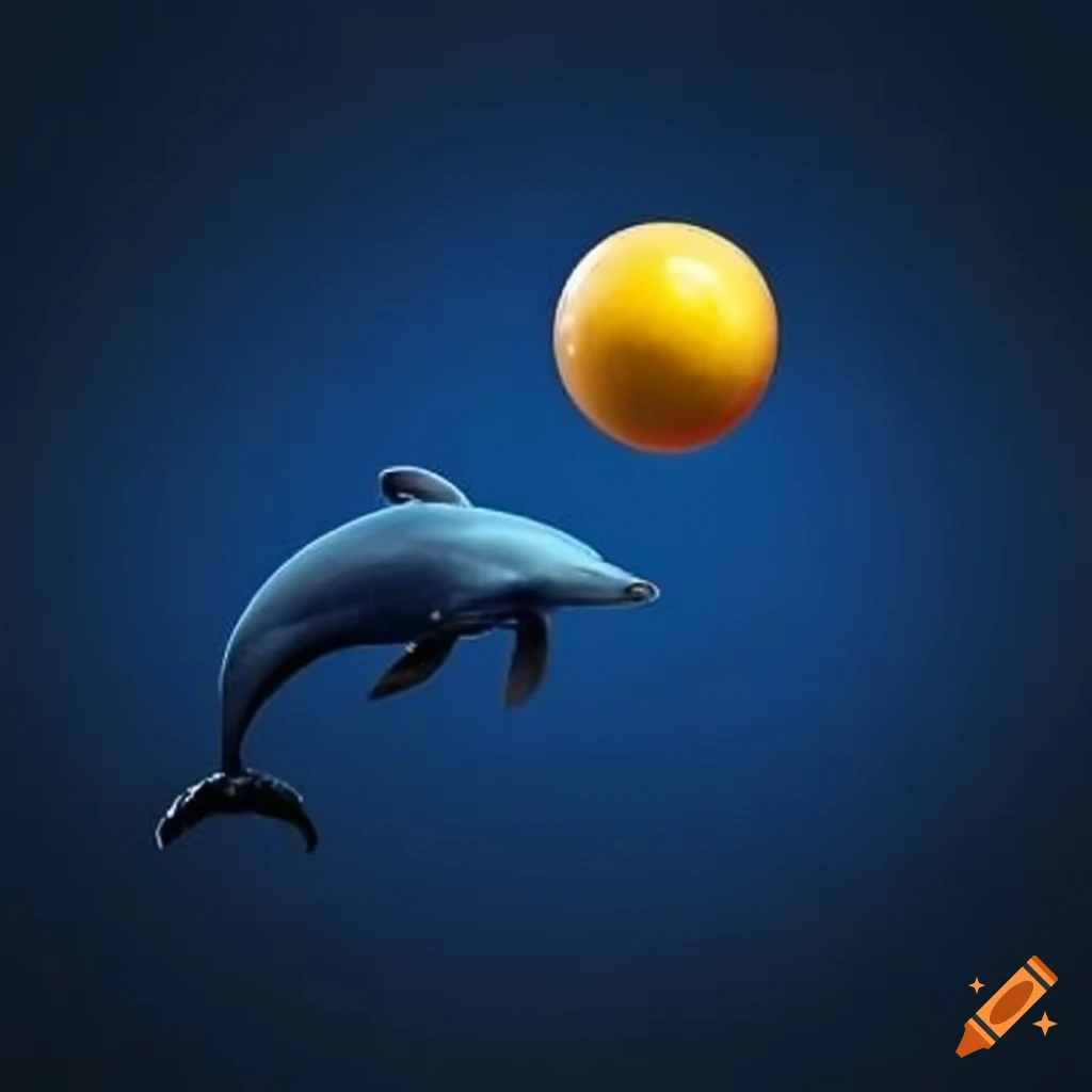 Dolphin balancing a ball on its head