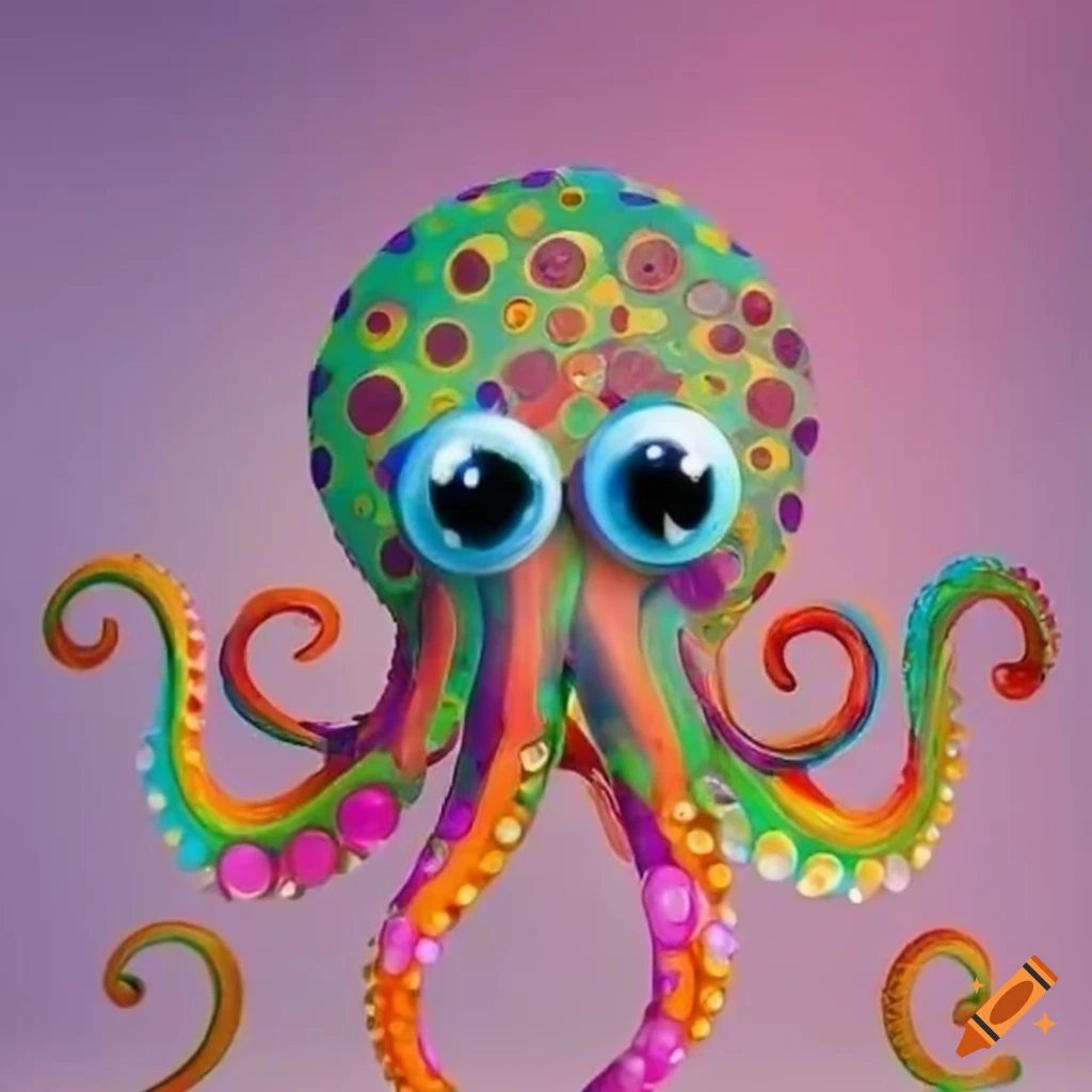 Colorful octopus with googly eyes
