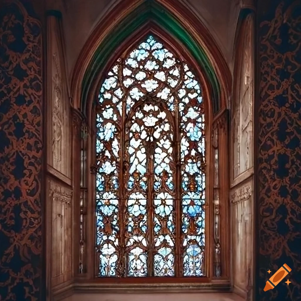 Beautiful gothic window with Islamic art on Craiyon