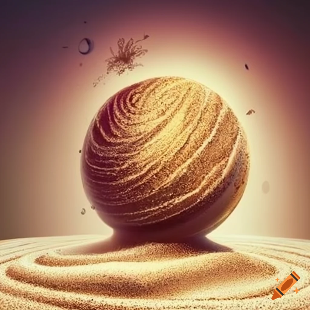 Surreal sphere made of swirling sand on Craiyon