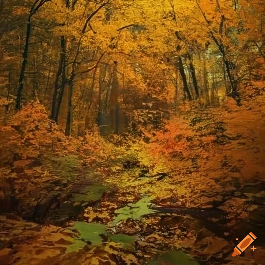 A golden landscape with trees in autumn on Craiyon