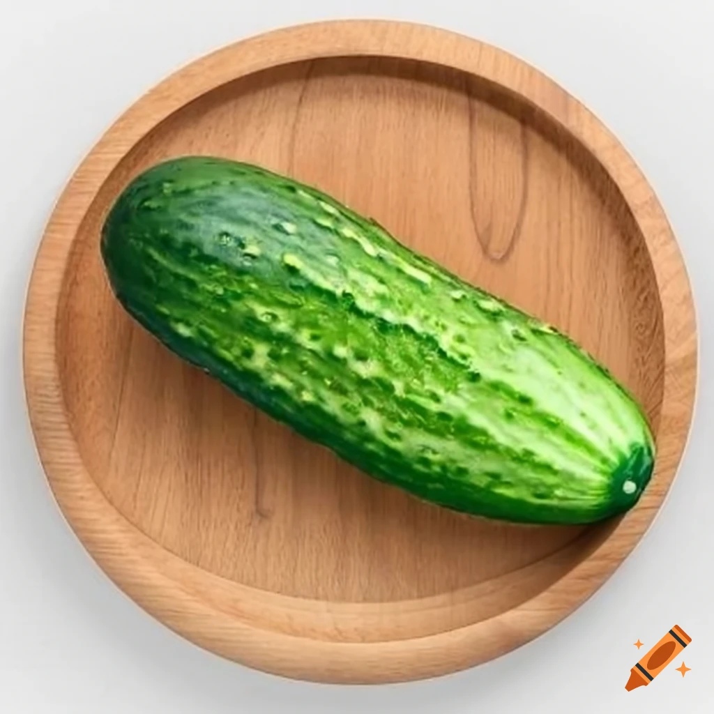 Fresh cucumber on a wooden plate