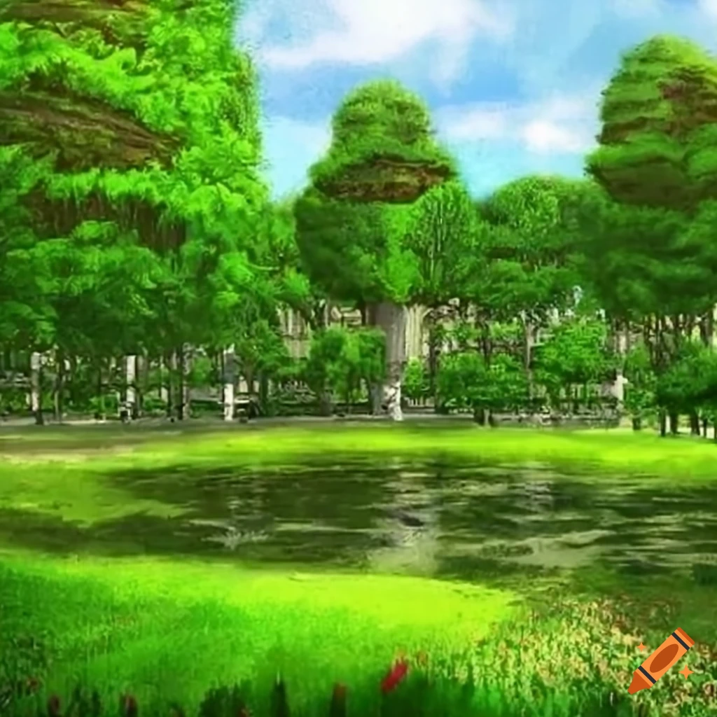 Colorful park with extravagant buildings on Craiyon