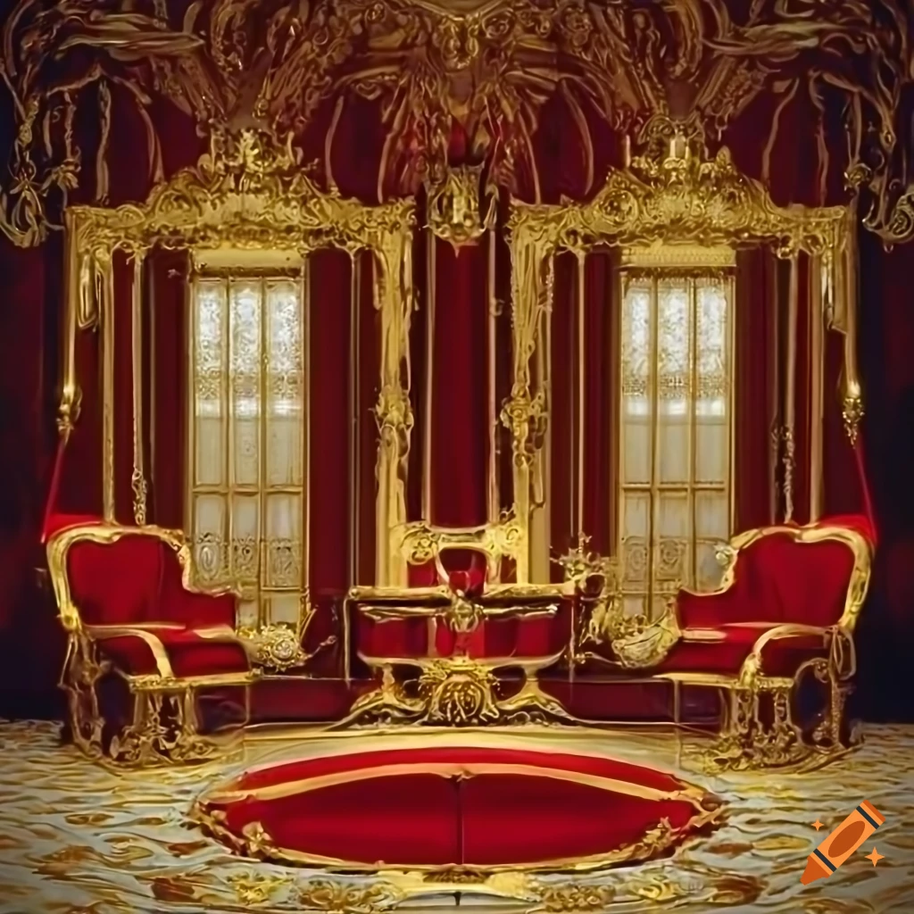 Luxurious room with gold and white decor on Craiyon