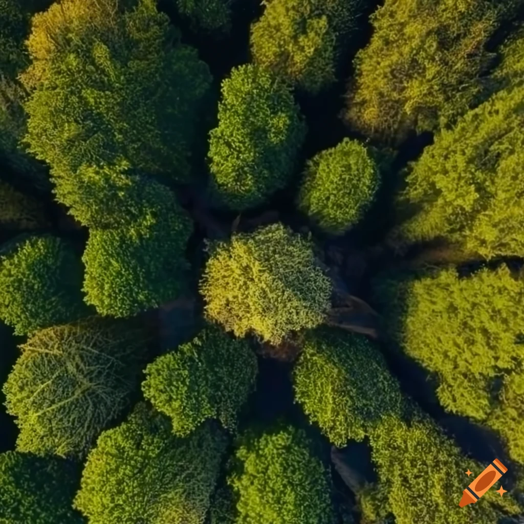 Detailed aerial photo of a tree on Craiyon