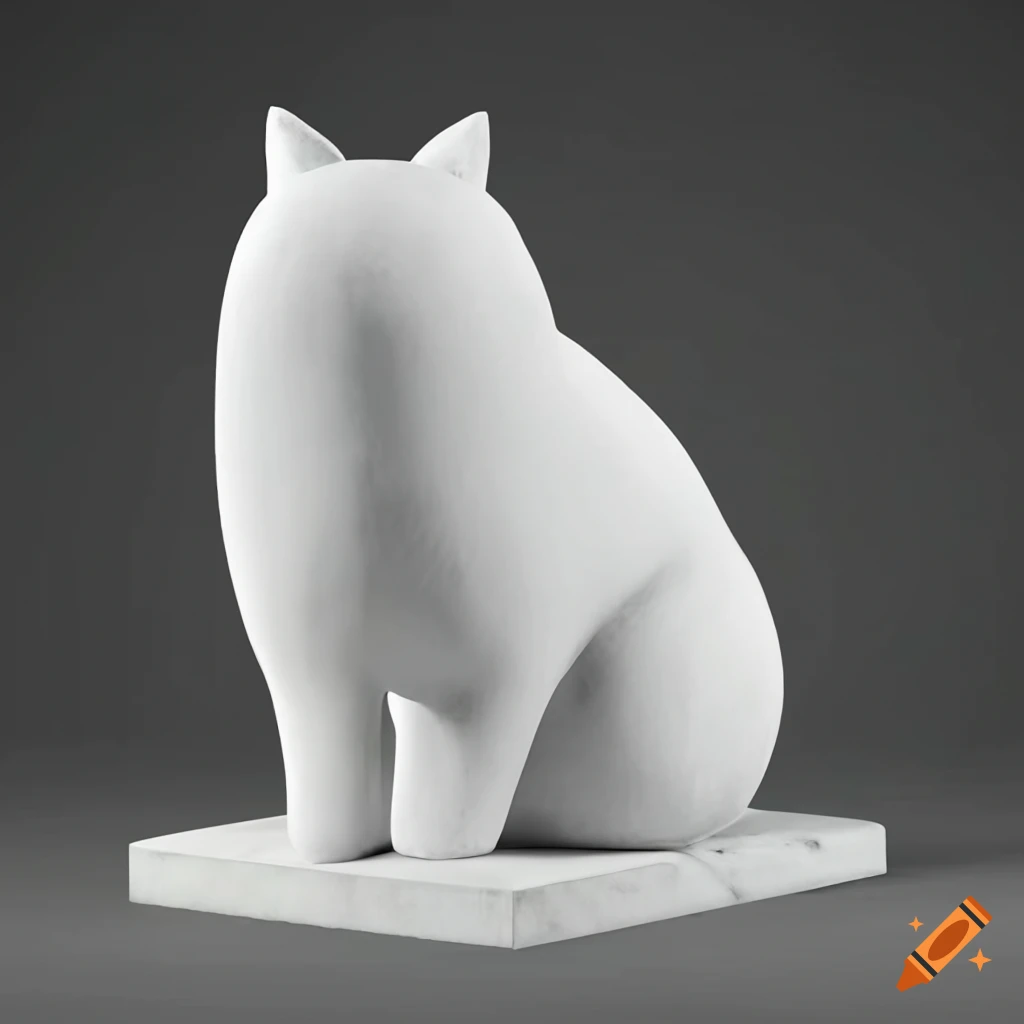 3d rendering of a cat sculpture in carrara stone on Craiyon