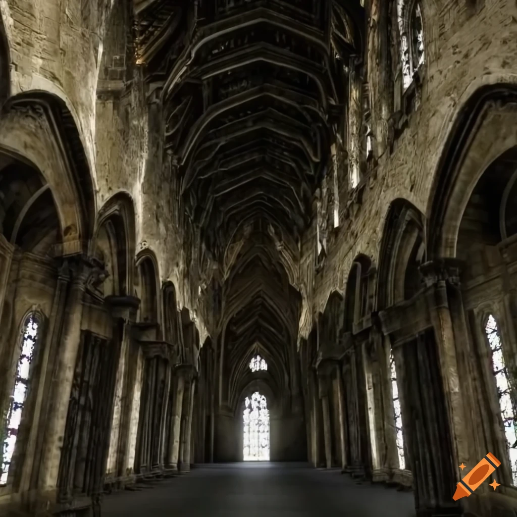 Realistic depiction of an ancient gothic castle on Craiyon