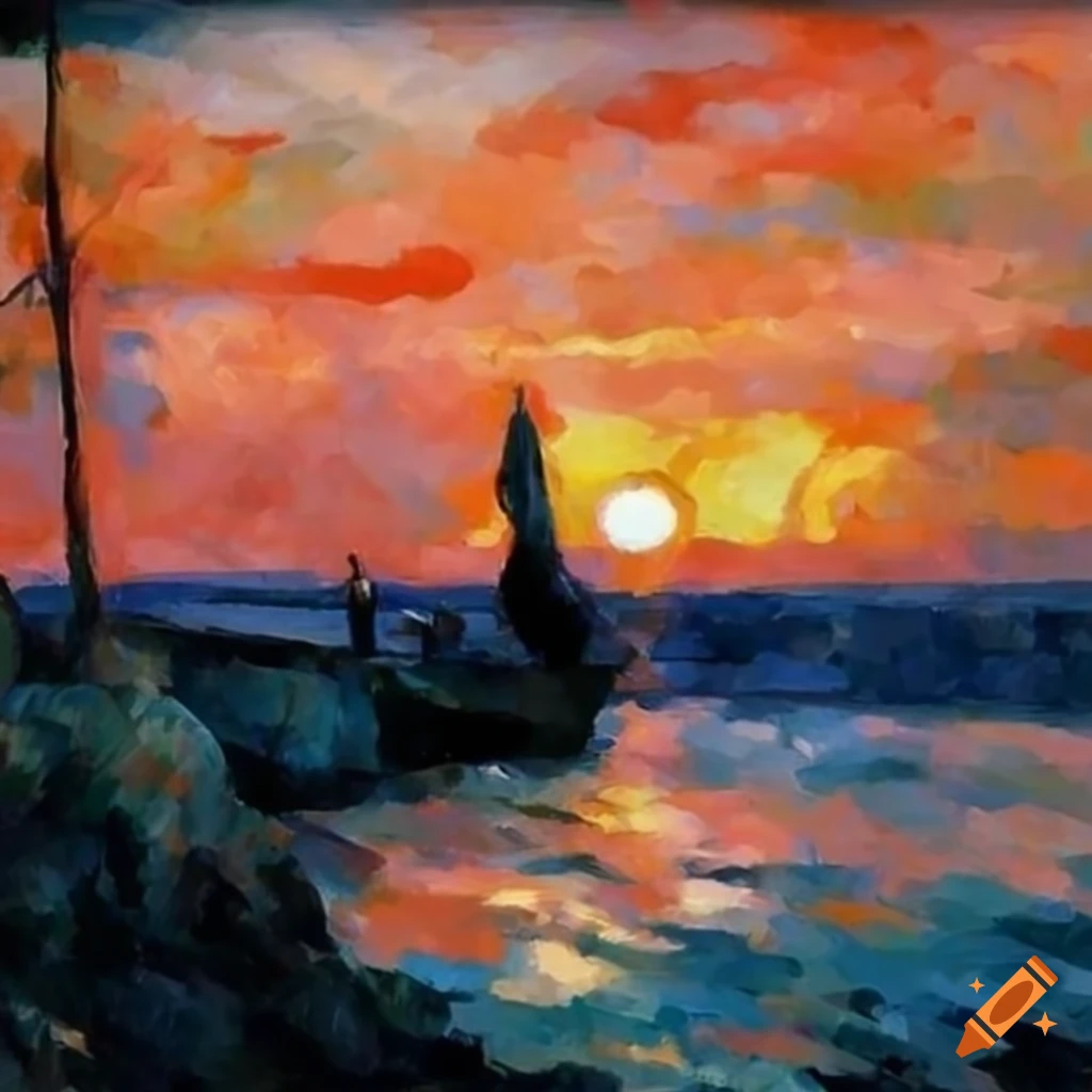 Sunset over the sea with flying seagulls on Craiyon