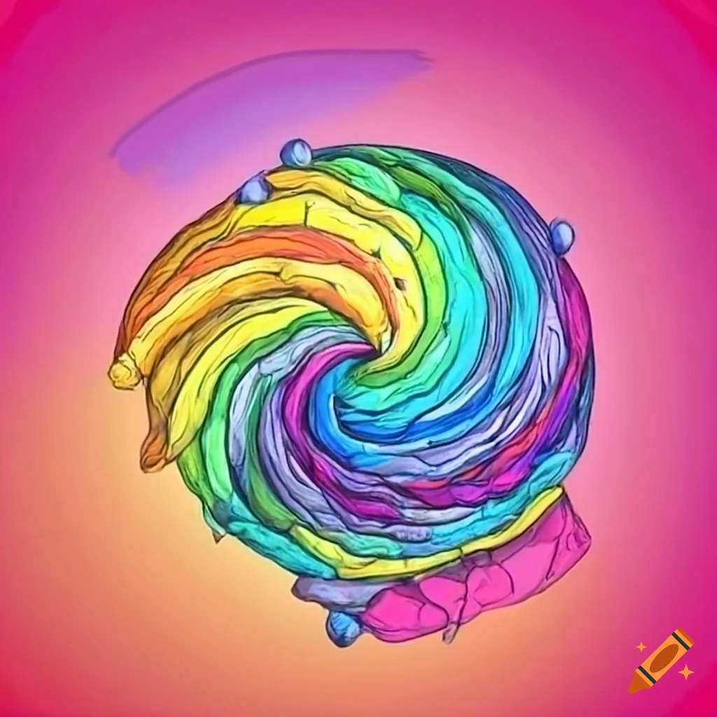 Rainbow vortex with colorful stones
