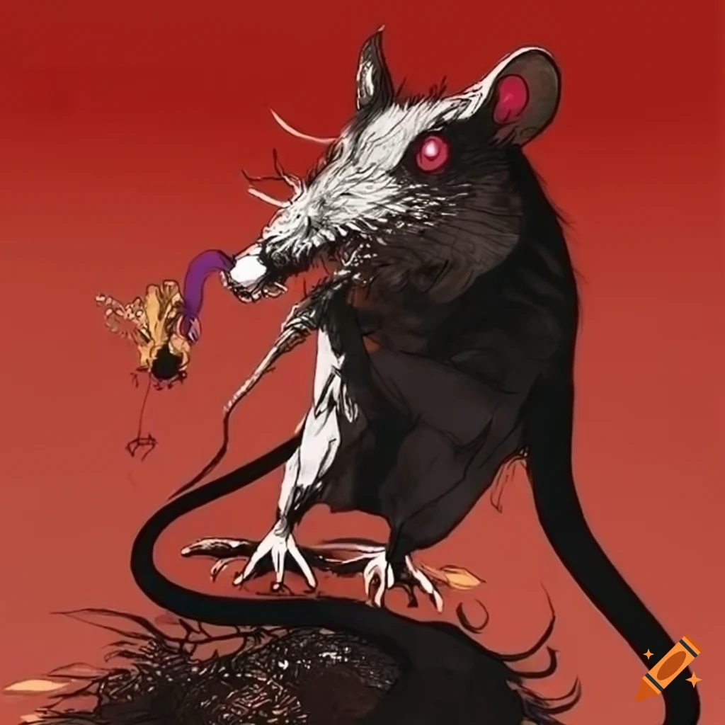 Yoshitaka amano inspired art of a giant rat