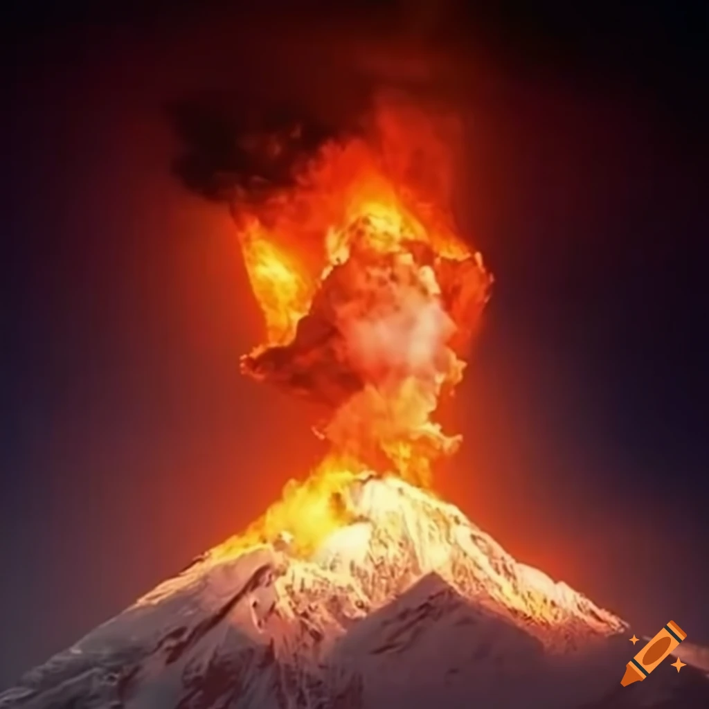 Image of a volcanic eruption on mount everest on Craiyon