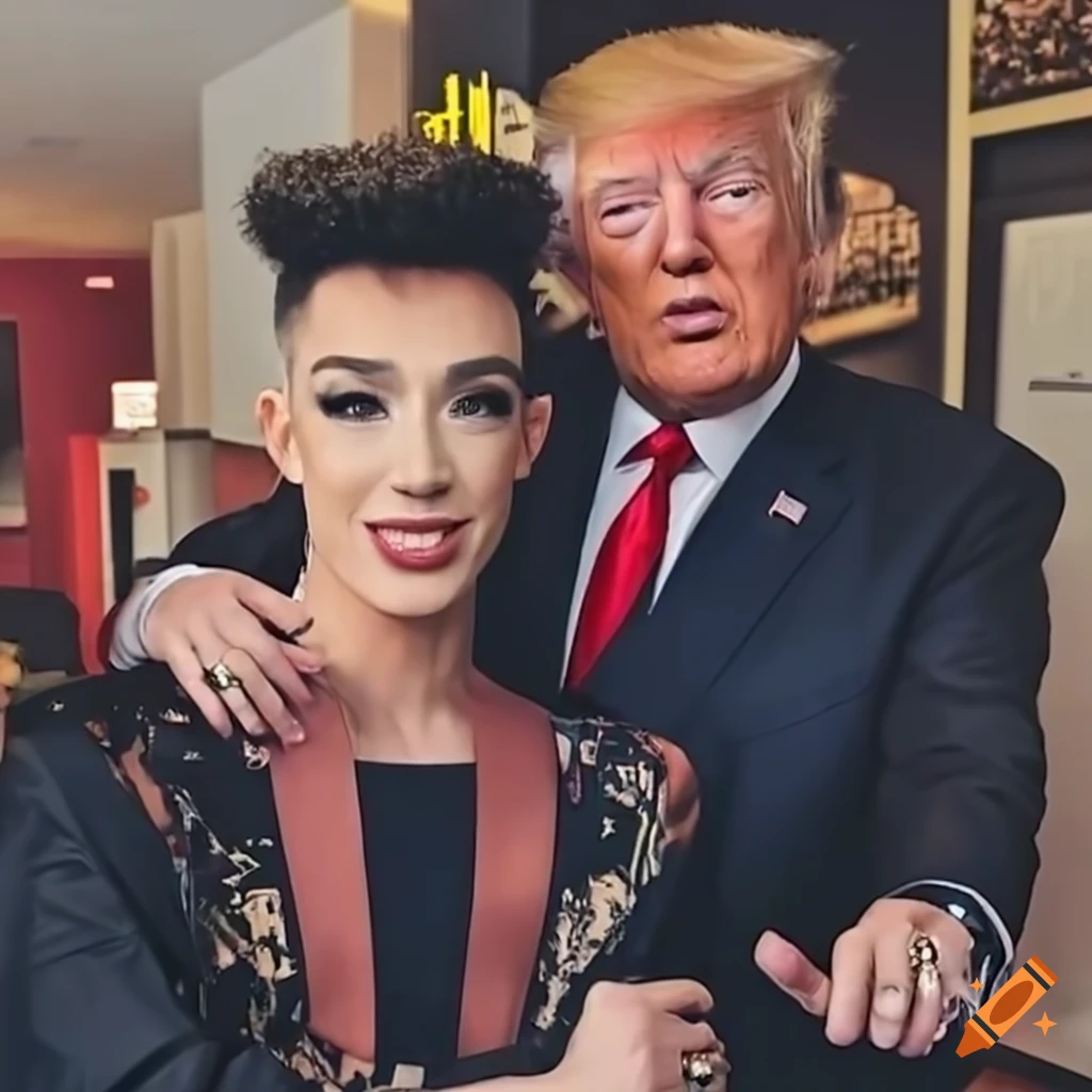 James charles and donald trump at mcdonald's on Craiyon