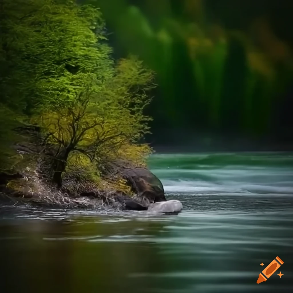 Tranquil river landscape on Craiyon