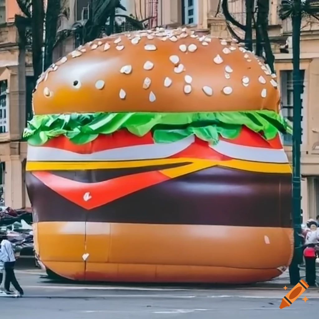Giant inflatable hamburger on the street on Craiyon