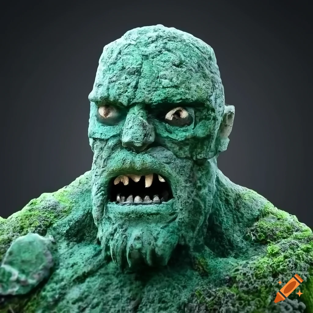 Earth elemental character made of rock, moss, and crystals on Craiyon